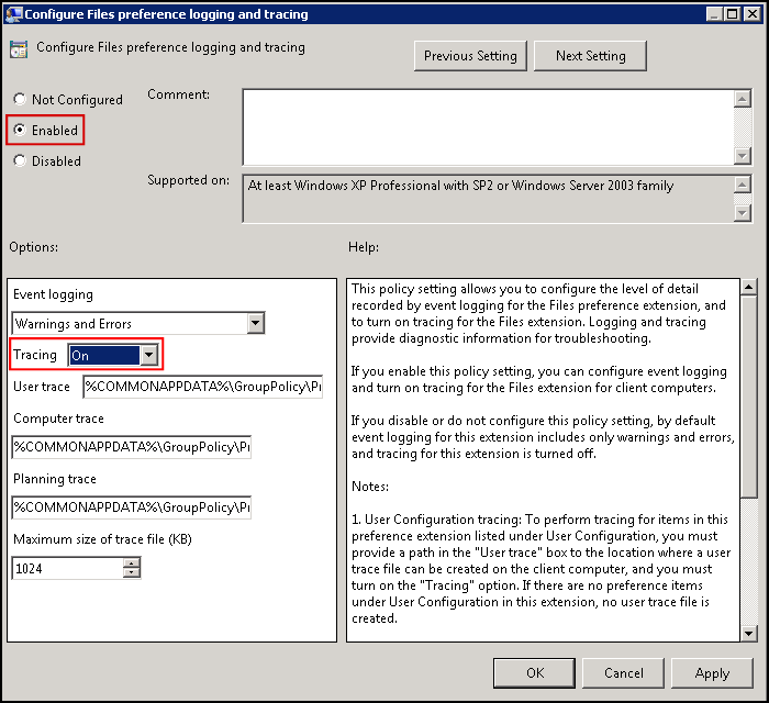 Enable Group Policy Preference Logging And Tracing Virtually Impossible